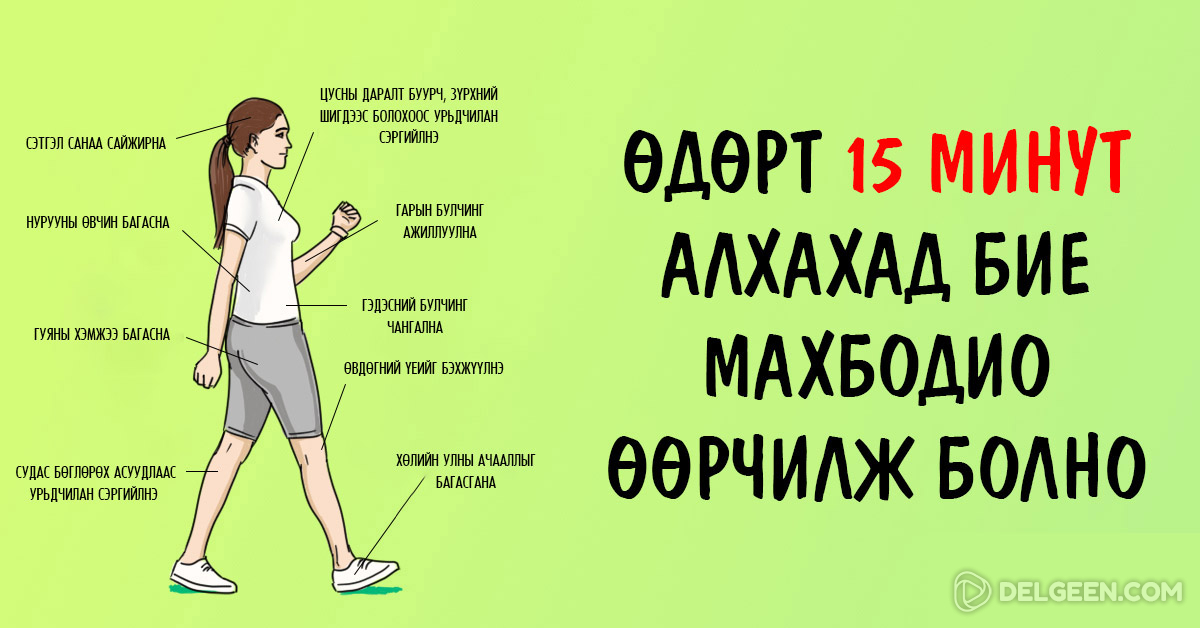 Хүн өдөрт хамгийн багадаа 15 минут алхах хэрэгтэй гэдгийг шинжлэх